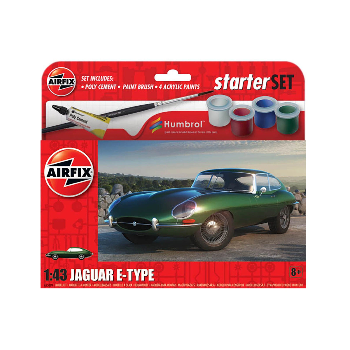 Airfix Jaguar E-Type Starter Set 1:43 Scale Model Kit – Toy Town Longford